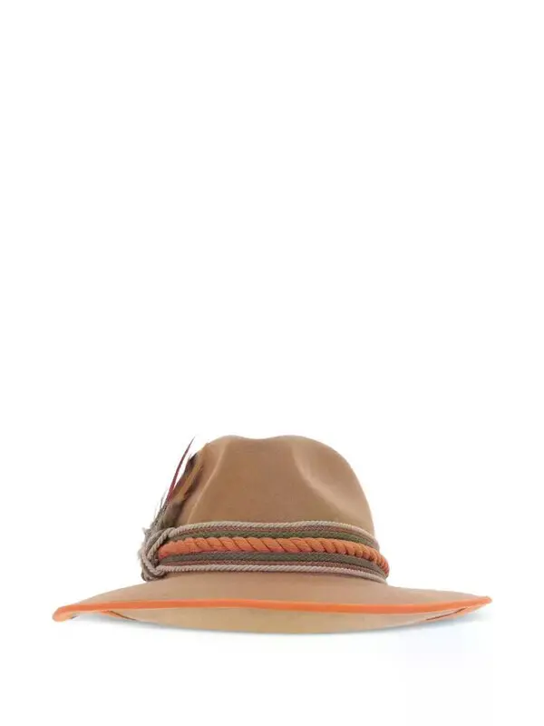 ALEXIA ALVAREZ DE TOLEDO Feather-detail Wide-brim Hat - Neutrals
