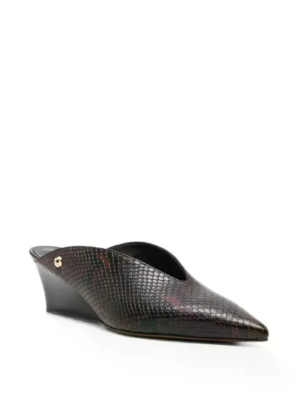 Maje Snake-print Wedge Mules