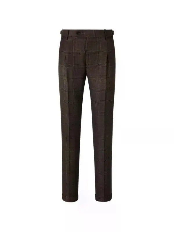 BERWICH Retrolong Check-pattern Pleated Trousers