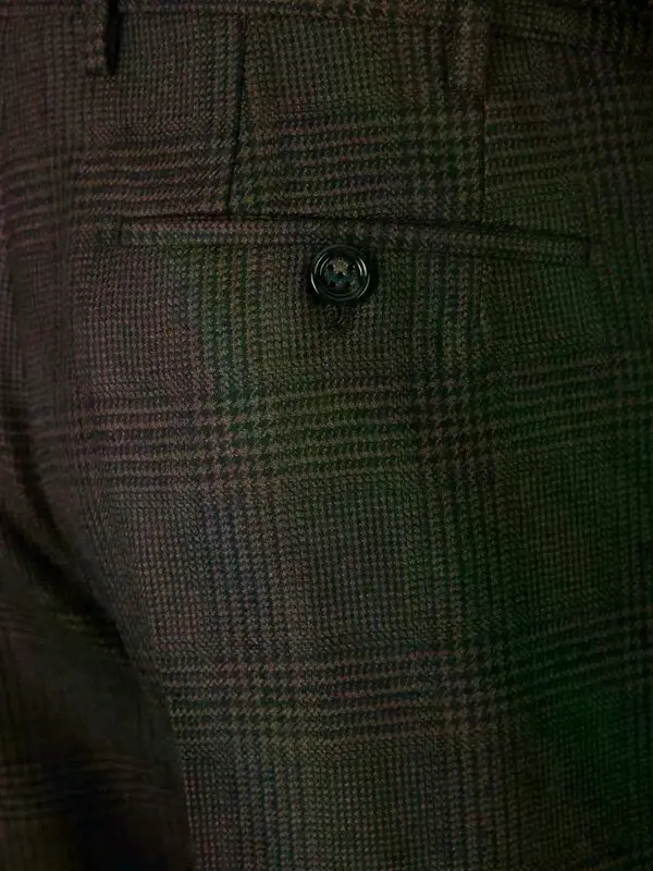 BERWICH Retrolong Check-pattern Pleated Trousers