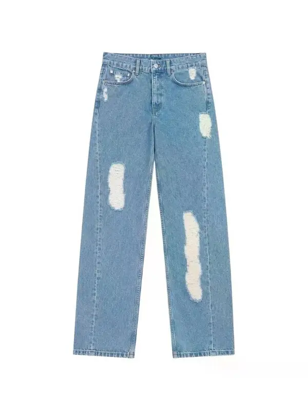 Moschino Distressed Wide-leg Jeans - Blue