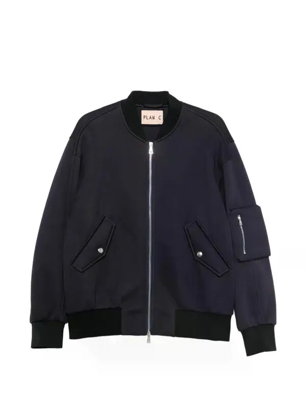 Plan C Zip-up Bomber Jacket - Blue