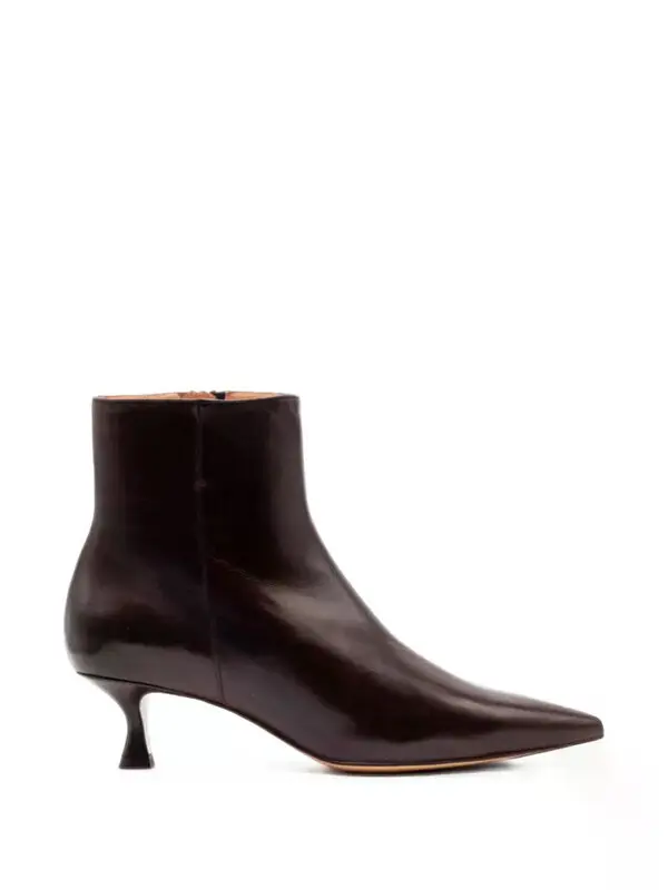 MARA BINI Tapered-toe Leather Ankle Boots - Brown