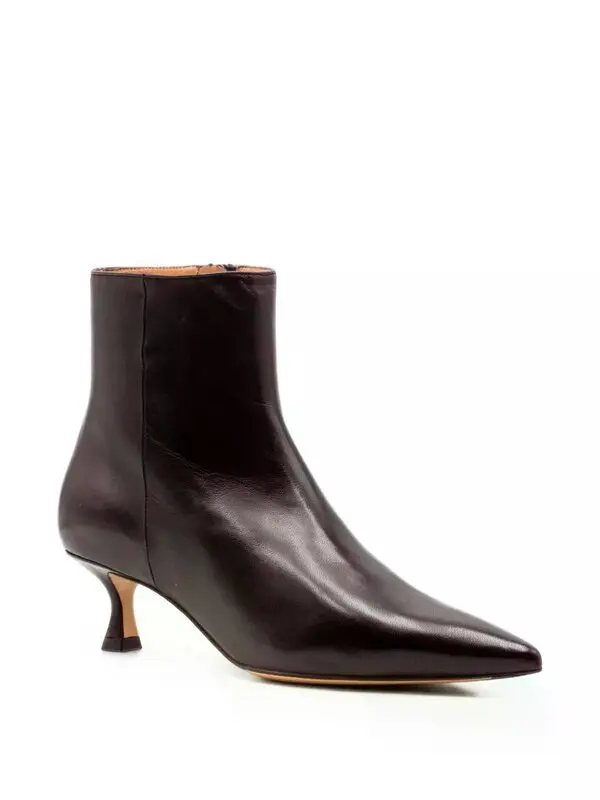 MARA BINI Tapered-toe Leather Ankle Boots - Brown