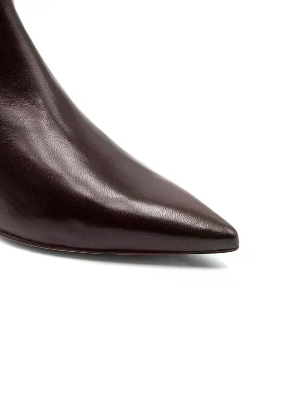 MARA BINI Tapered-toe Leather Ankle Boots - Brown