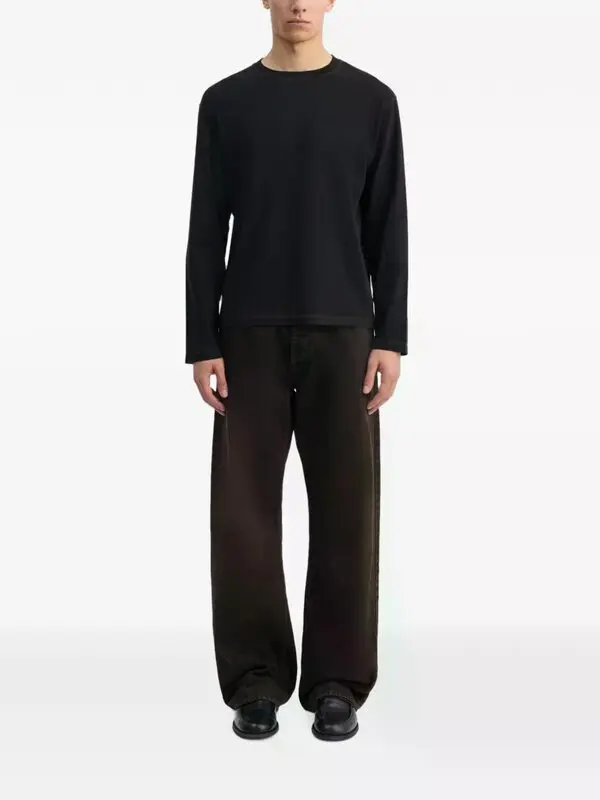 ANOTHER ASPECT Long-sleeve Contrast-stitch T-shirt