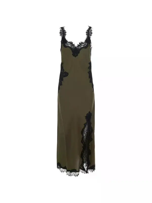 Gold Hawk Harper Lace-trim Silk Maxi Dress - Green