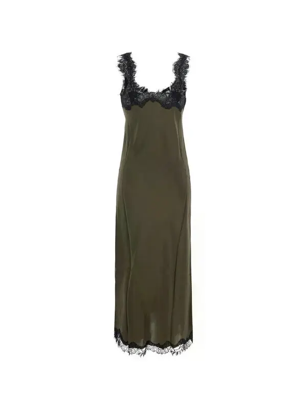 Gold Hawk Harper Lace-trim Silk Maxi Dress