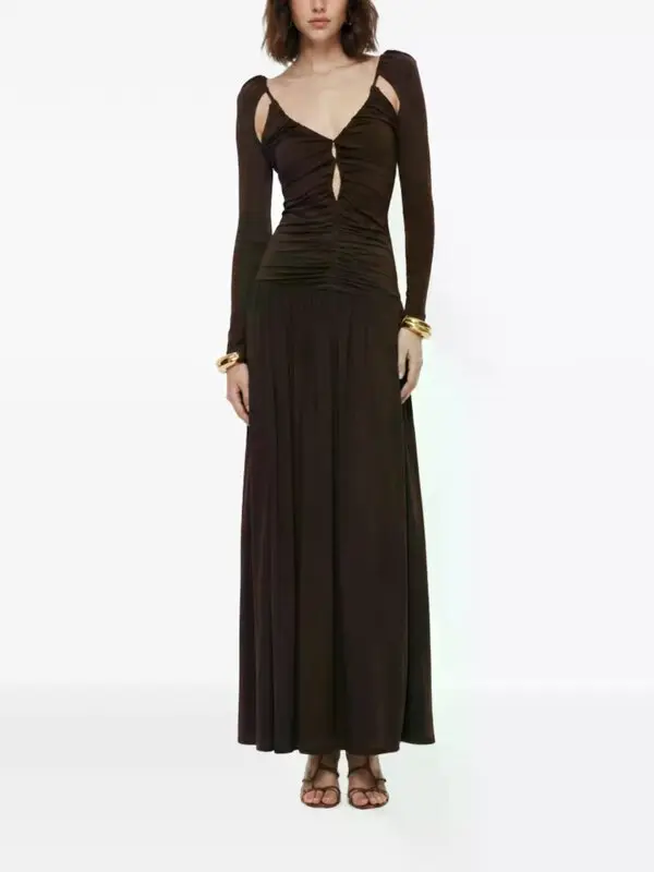Raquel Diniz Ruched Cut-out Maxi Dress