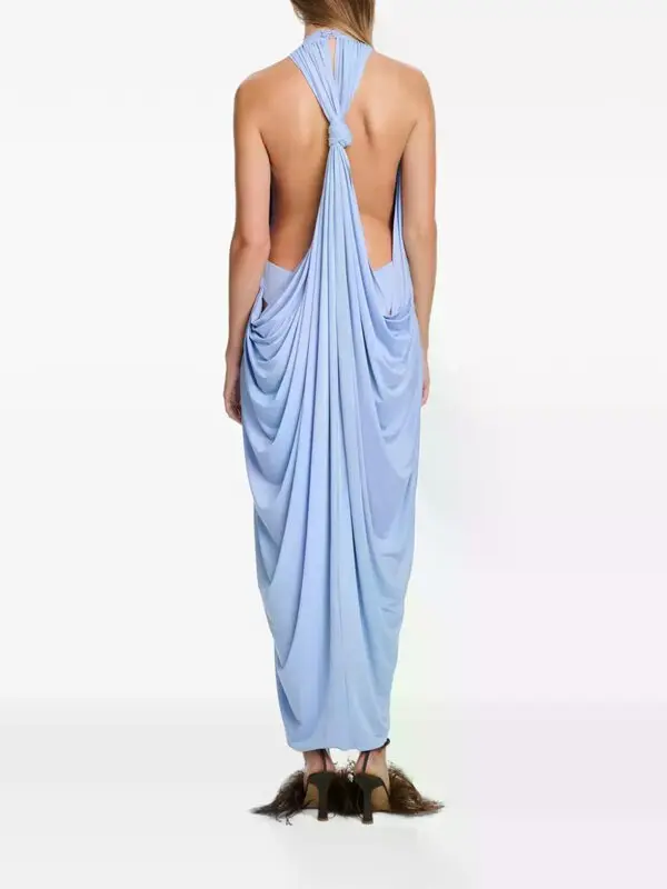 AXEL 113 Thea Knotted-back Halterneck Shift Maxi Dress
