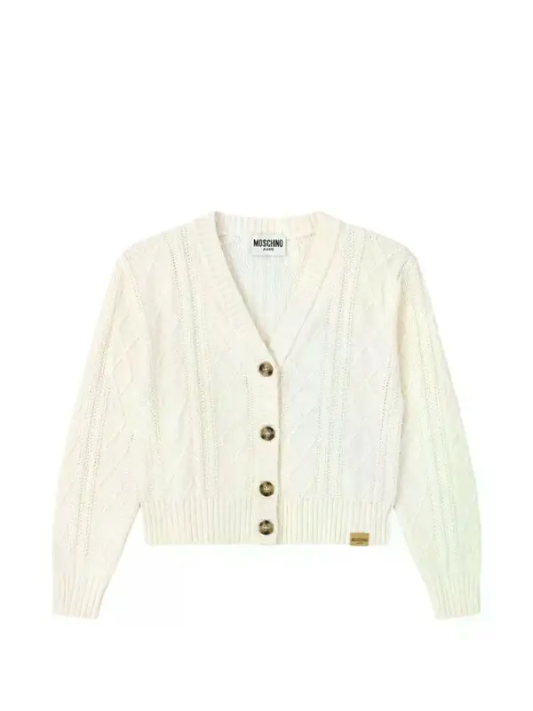 Moschino Cable-knit V-neck Cardigan - Neutrals