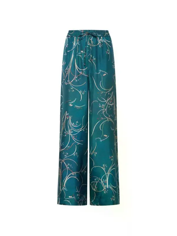 PIERRE-LOUIS MASCIA Aloe Patterned Trousers - Blue