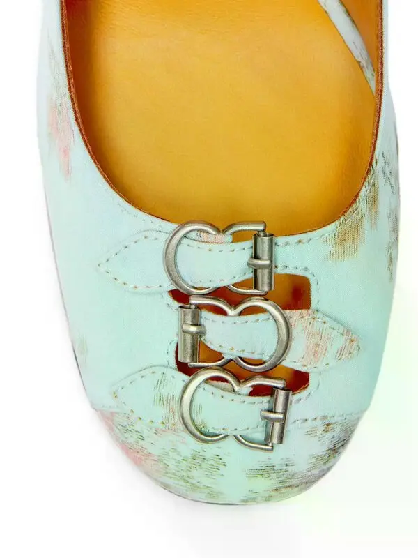 LILI CURIA Babette Floral-print Buckle-detail Pumps