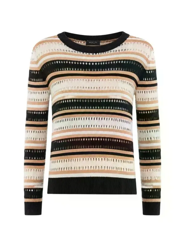 NENETTE Perforated-knit Striped Knit - Neutrals