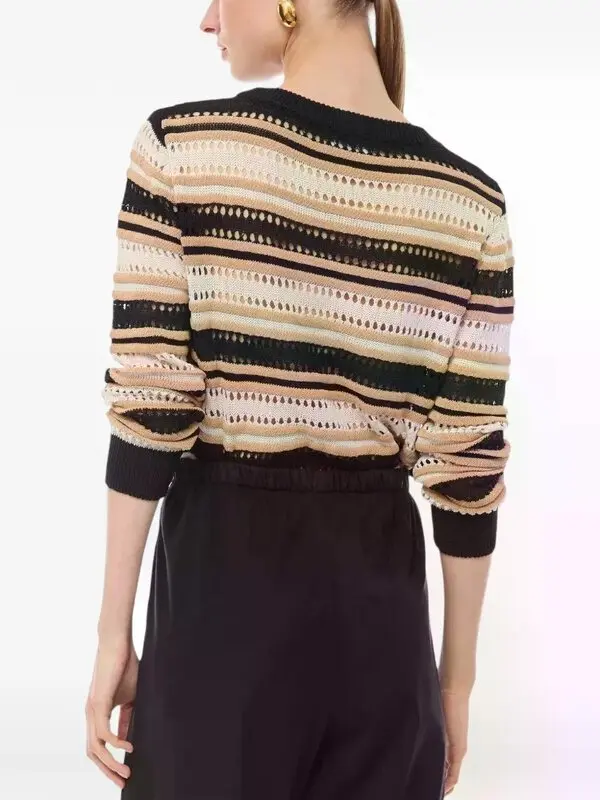 NENETTE Perforated-knit Striped Knit