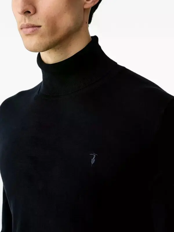 TRUSSARDI Roll-neck Embroidered-logo Sweater