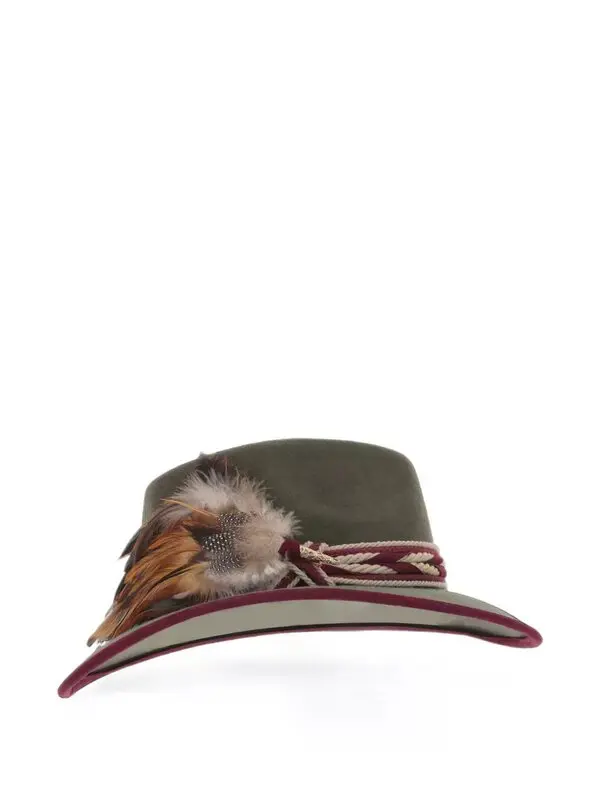 ALEXIA ALVAREZ DE TOLEDO Feather-detail Wide Brim Hat - Green