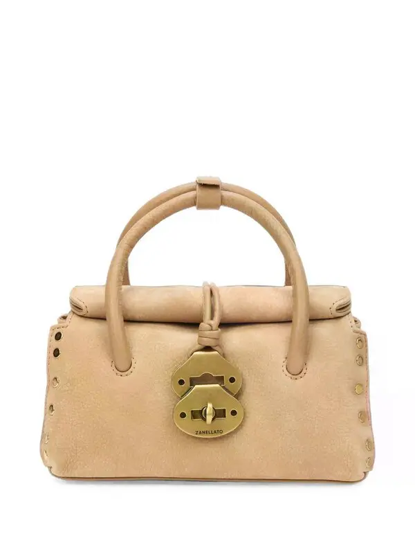 ZANELLATO Baby Dotta Studded Leather Tote Bag - Neutrals