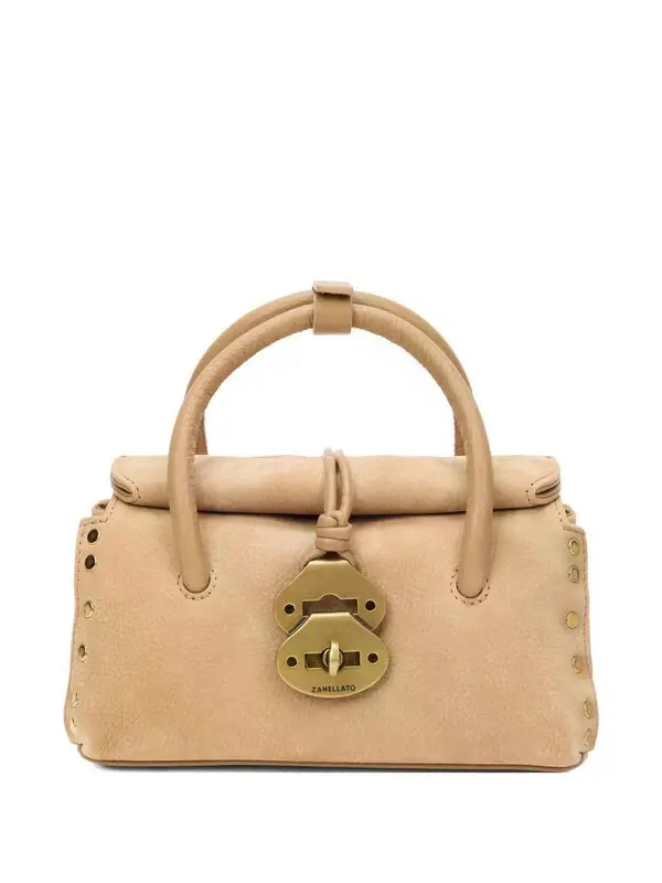 ZANELLATO Baby Dotta Studded Leather Tote Bag - Neutrals