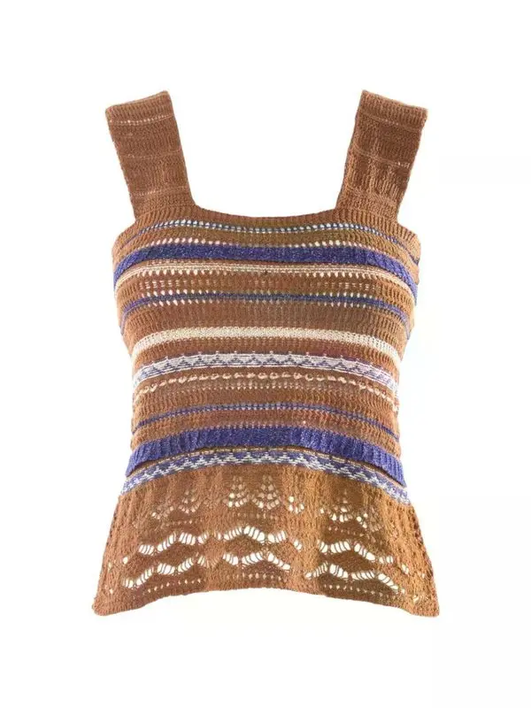 NENETTE Crochet-knit Peplum Top