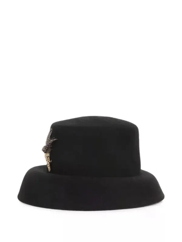 ALEXIA ALVAREZ DE TOLEDO Feather-brooch Wide-brim Hat - Black
