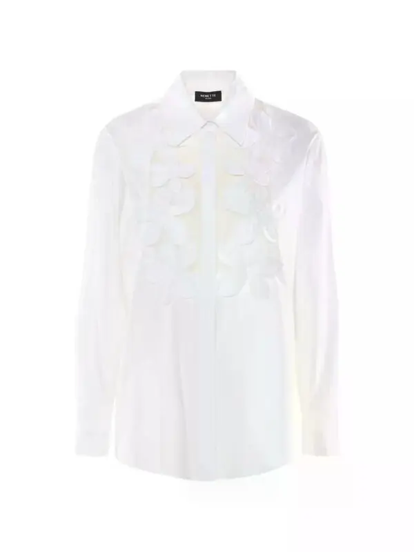 NENETTE Felicità Floral-appliqué Pointed-collar Shirt - White