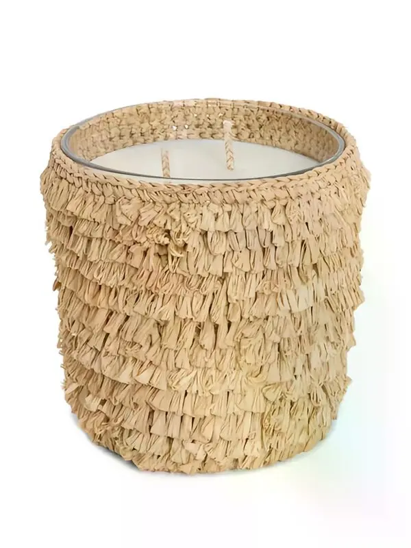 IBELIV Medium Vanilla Dream Raffia-trimmed Candle - Neutrals