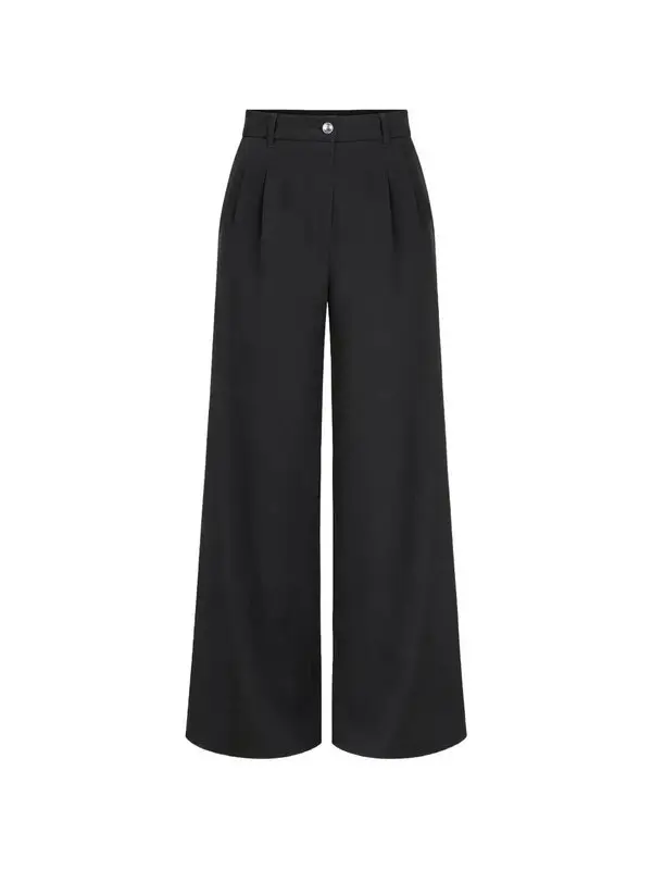 Guess Pleated Wide-leg Crepon Pants - Black