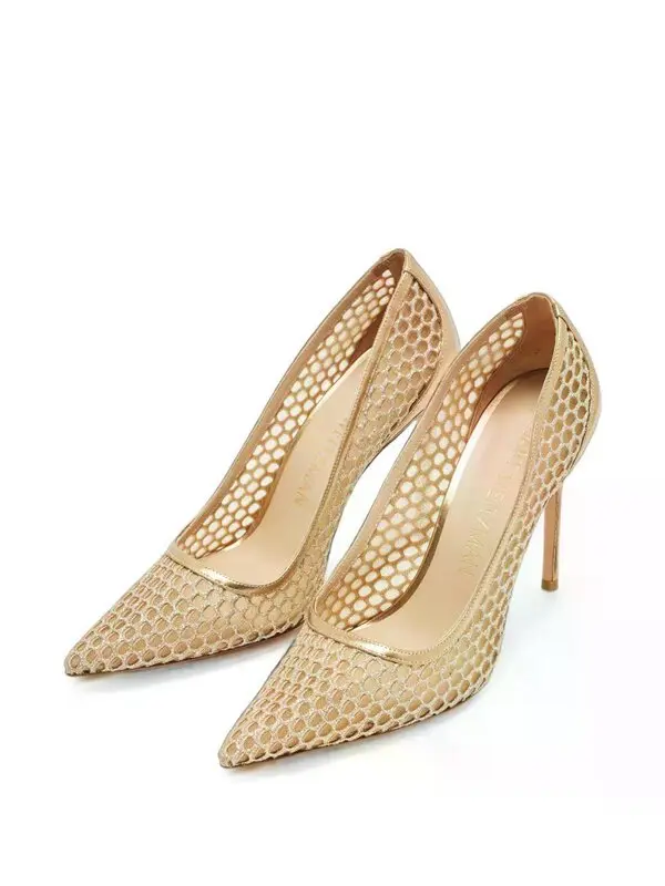 STUART WEITZMAN Metallic Mesh-panel Pointed-toe Pumps