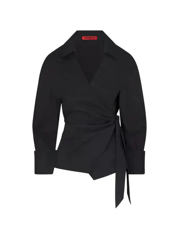 SIMONMILLER Anya Poplin Wrap Blouse