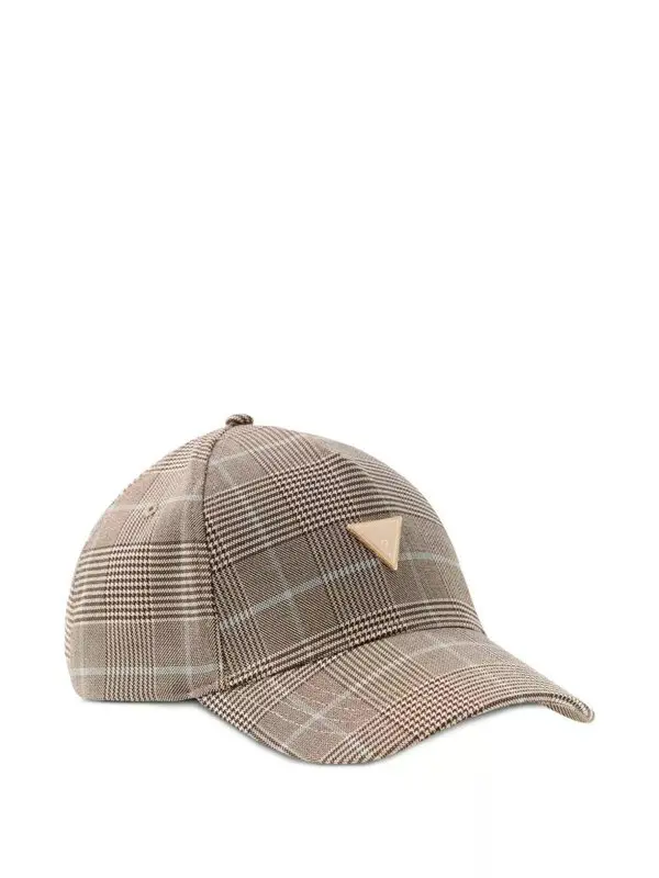 Guess Prince Of Wales Checked Cap - Brown