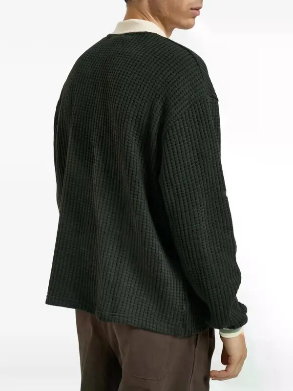 LES DEUX Waffle-knit V-neck Sweater