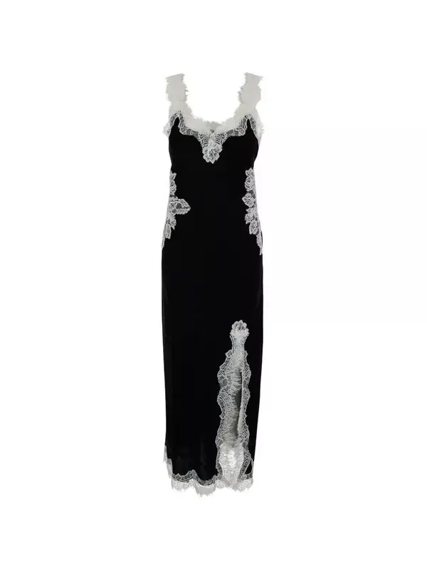 Gold Hawk Harper Lace-trim Silk Maxi Dress - Black