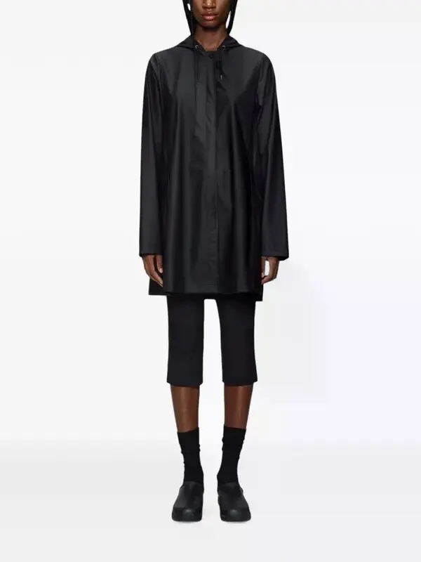 Rains Hooded A-line Coat - Black