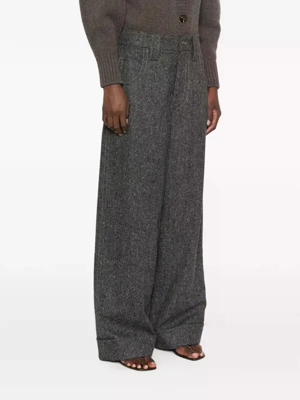 Brunello Cucinelli Wool Flecked Wide-leg Trousers