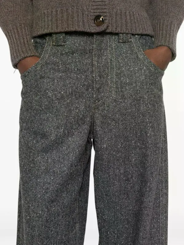 Brunello Cucinelli Wool Flecked Wide-leg Trousers