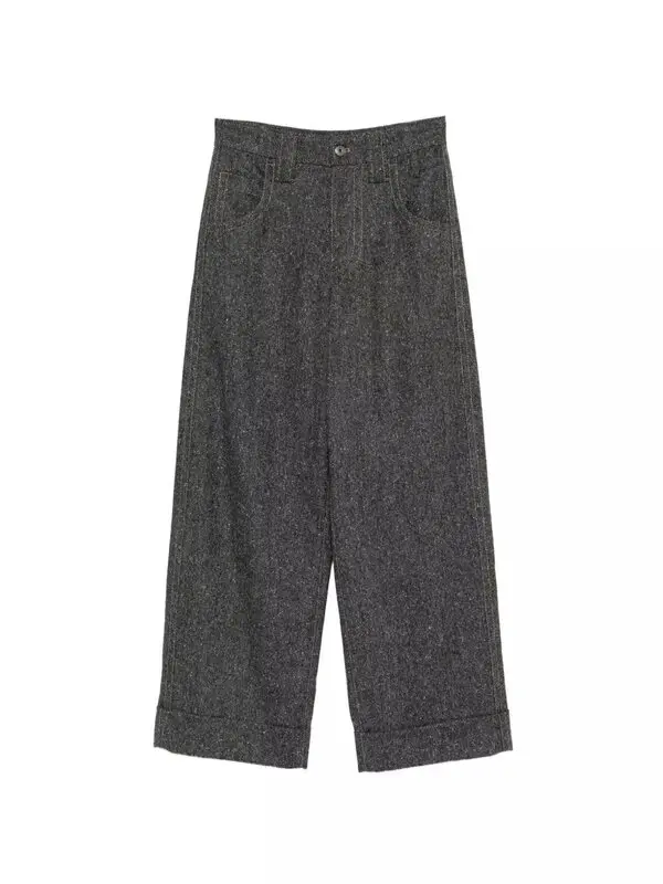 Brunello Cucinelli Wool Flecked Wide-leg Trousers - Grey