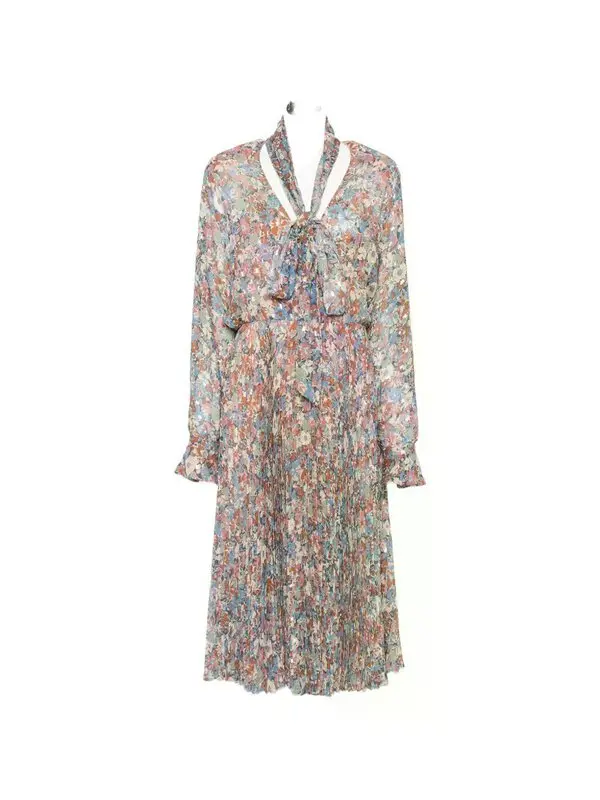 Valentino Garavani Floral-print Pleated Dress - Blue