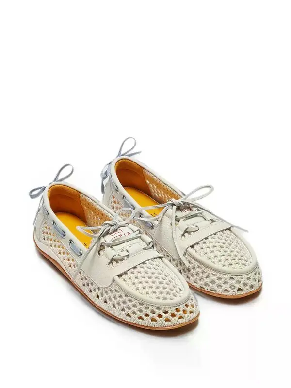 LILI CURIA Mara Crochet-knit Boat Shoes