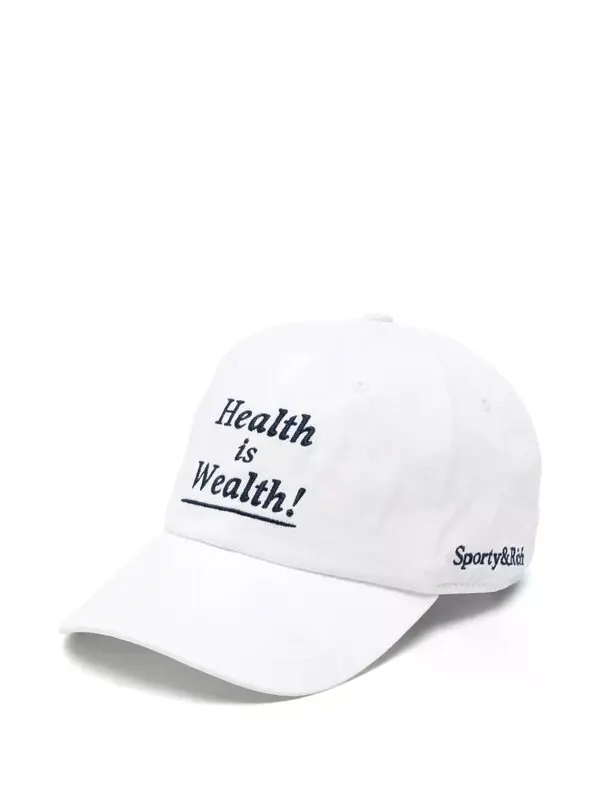 SPORTY & RICH Logo-embroidered Baseball Cap - White