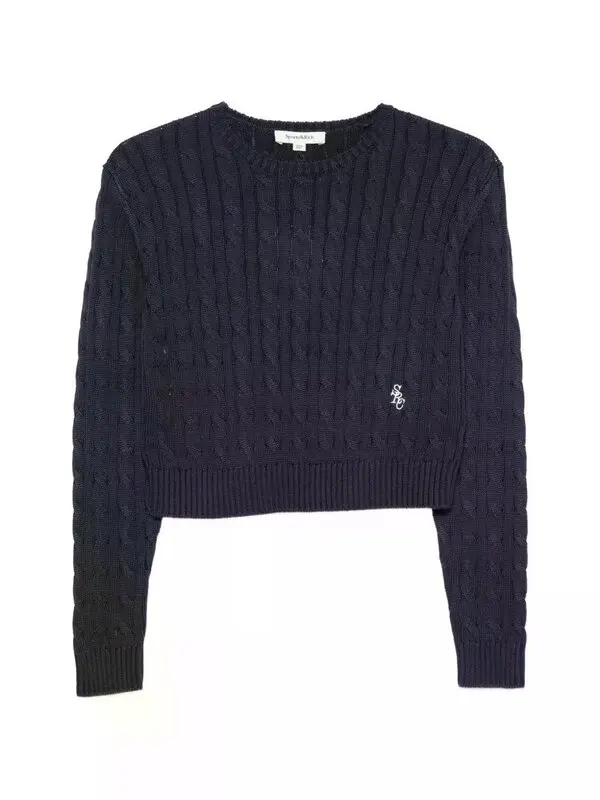 SPORTY & RICH Isao Cable-knit Logo-embroidered Sweater