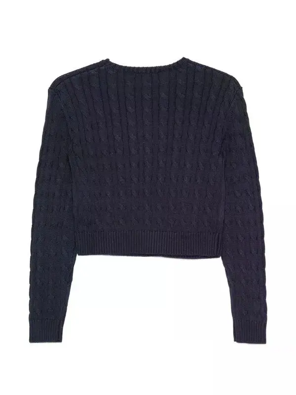 SPORTY & RICH Isao Cable-knit Logo-embroidered Sweater