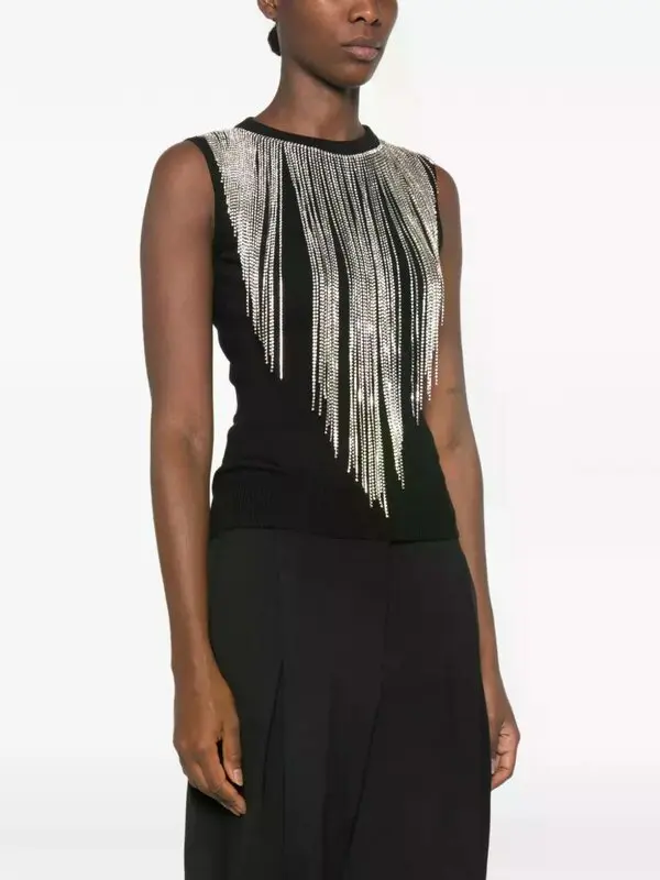 Sportmax Crystal-fringe Knitted Top - Black