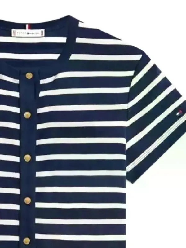 Tommy Hilfiger Striped Button-down T-shirt - Blue