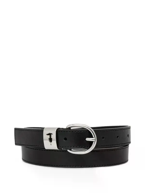 TRUSSARDI Leather Buckle Belt - Black