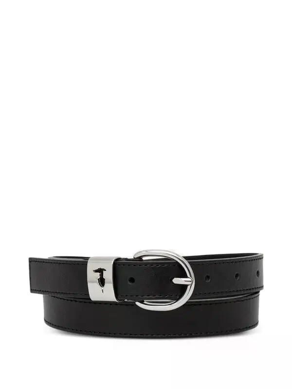 TRUSSARDI Leather Buckle Belt - Black
