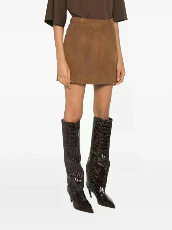 DUNST Suede-effect Panelled Skirt