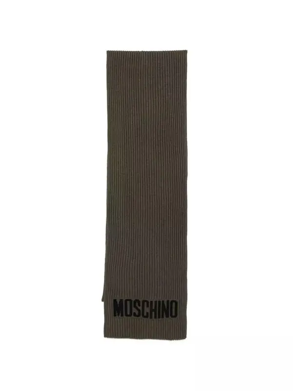Moschino Logo-intarsia Ribbed Scarf - Green