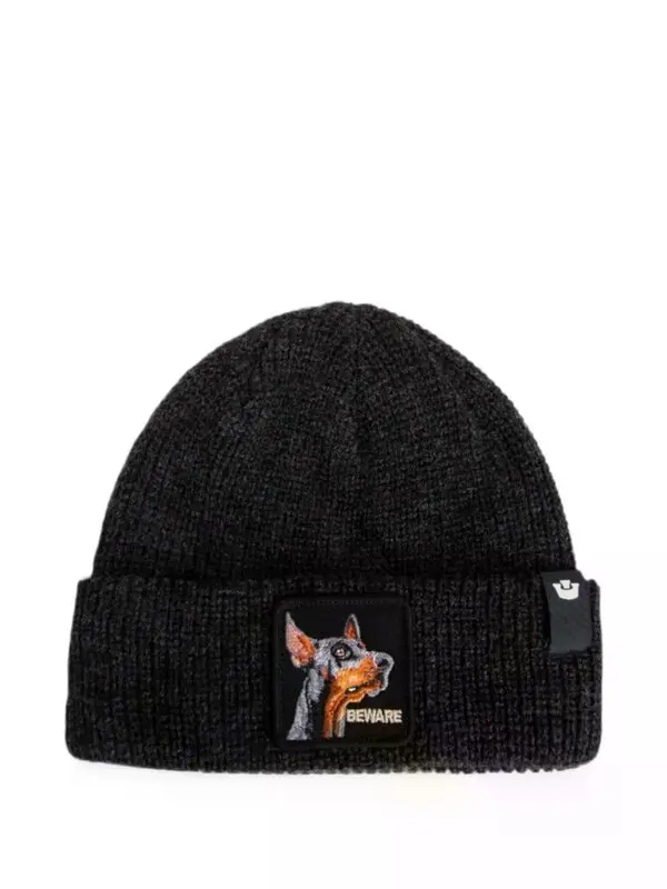 GOORIN BROS Logo-patch Ribbed-knit Beanie Hat