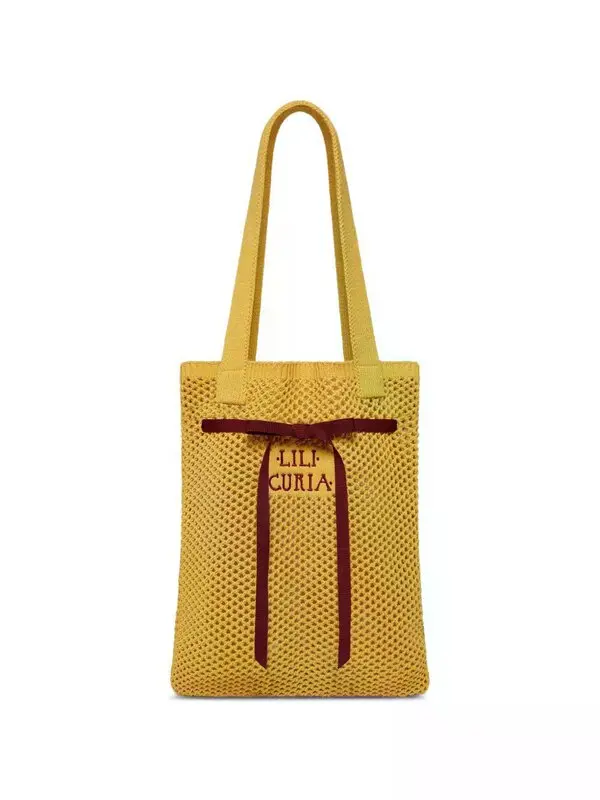 LILI CURIA Ribbon-detail Knit Tote Bag